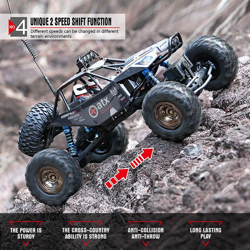 2 Speed 1:12 4WD RC Rock Crawler Truck with LED Lights